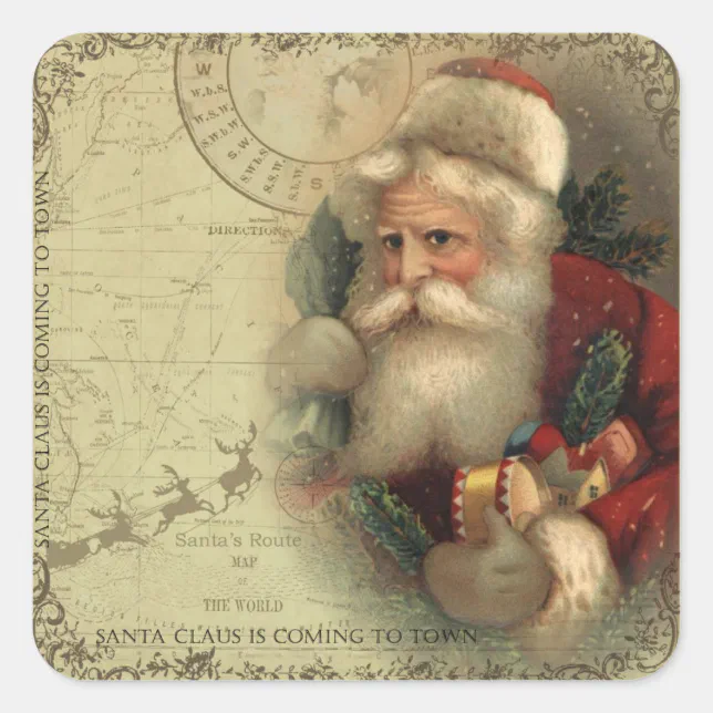 Santa's Route Map of the World Sticker | Zazzle