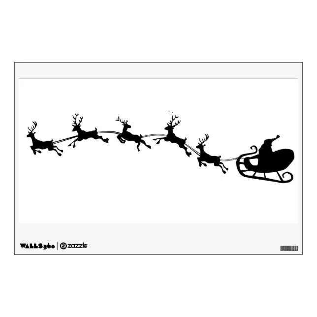 santas sleigh and reindeer silhouette wall decal | Zazzle