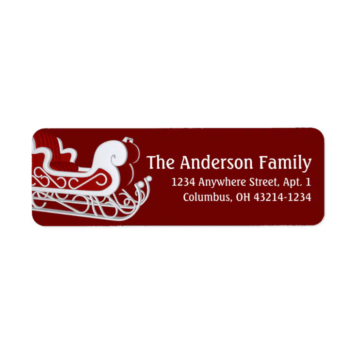 Santa's Sleigh Christmas Return Address Label | Zazzle