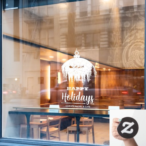 Santa's Sleigh Ornament Happy Holidays Window Cling | Zazzle