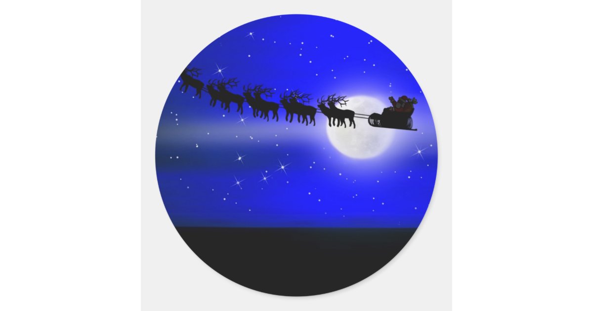 Santa's Sleigh Ride Classic Round Sticker | Zazzle