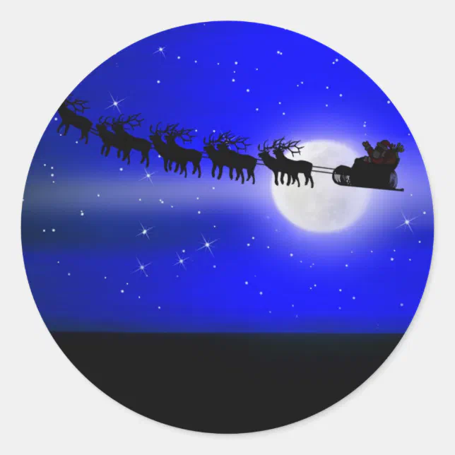 Santa's Sleigh Ride Classic Round Sticker | Zazzle