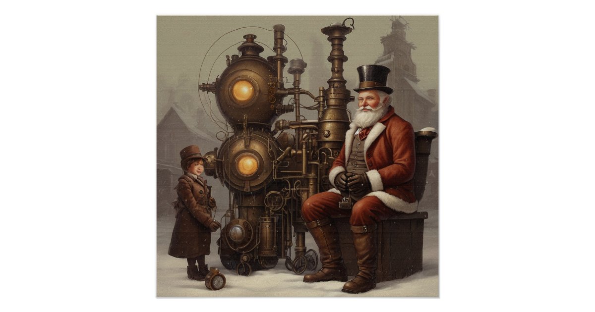 Santa's Steampunk Christmas Poster | Zazzle