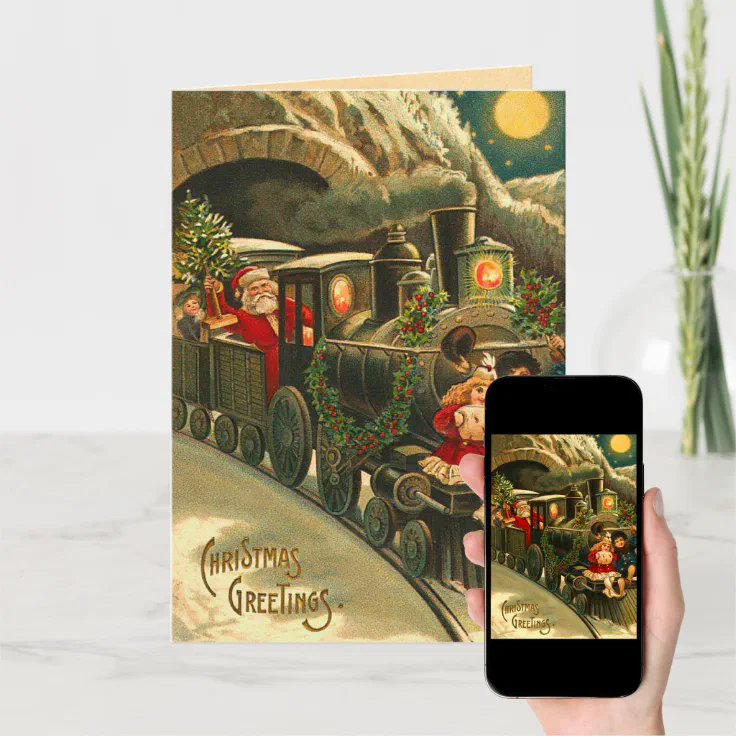 Santa's Train Christmas Card | Zazzle