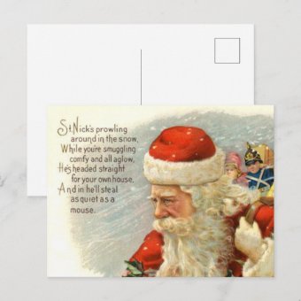 Santa's Vintage Christmas poem Holiday postcard | Zazzle