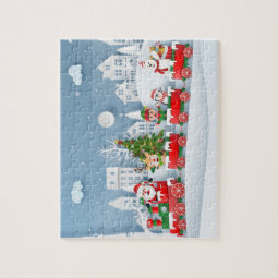 Santa's Winter Christmas Holiday Steam Train Jigsaw Puzzle | Zazzle