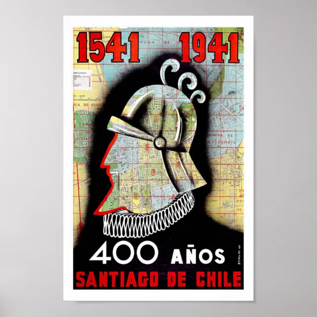 Santiago Chile South America Vintage Travel Poster | Zazzle