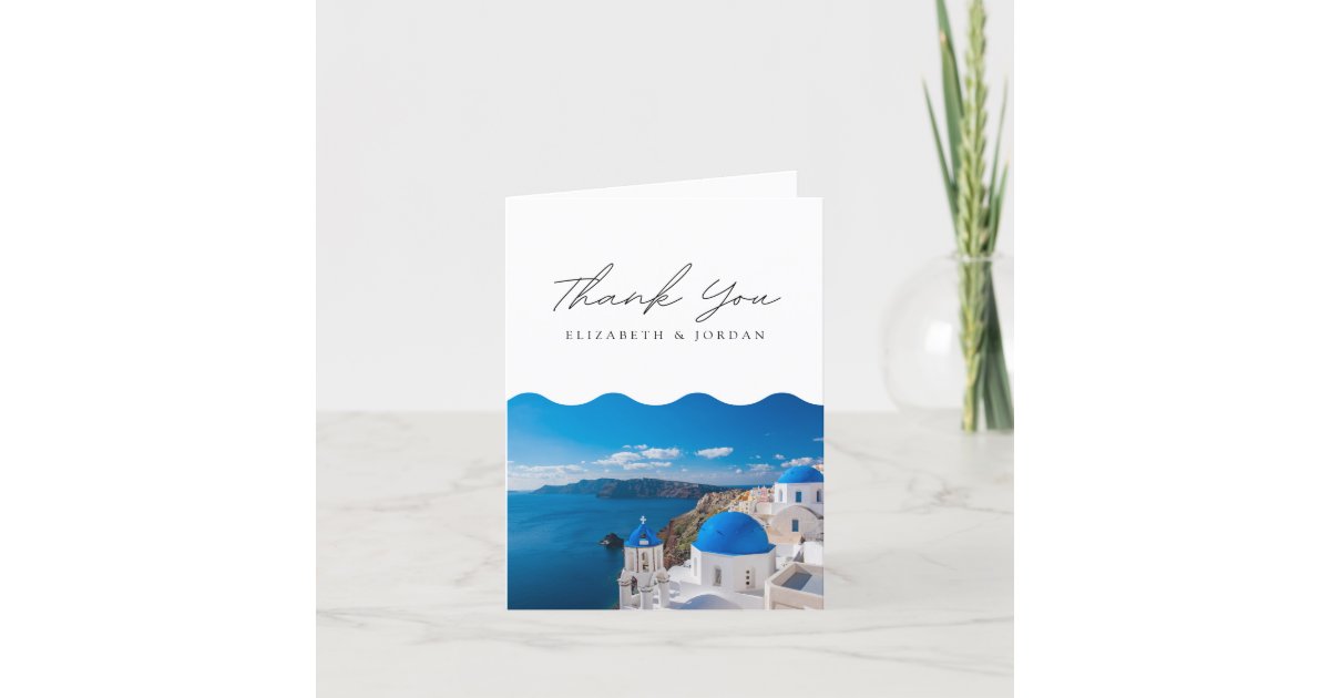 Santorini Greece Blank Thank You Card | Zazzle