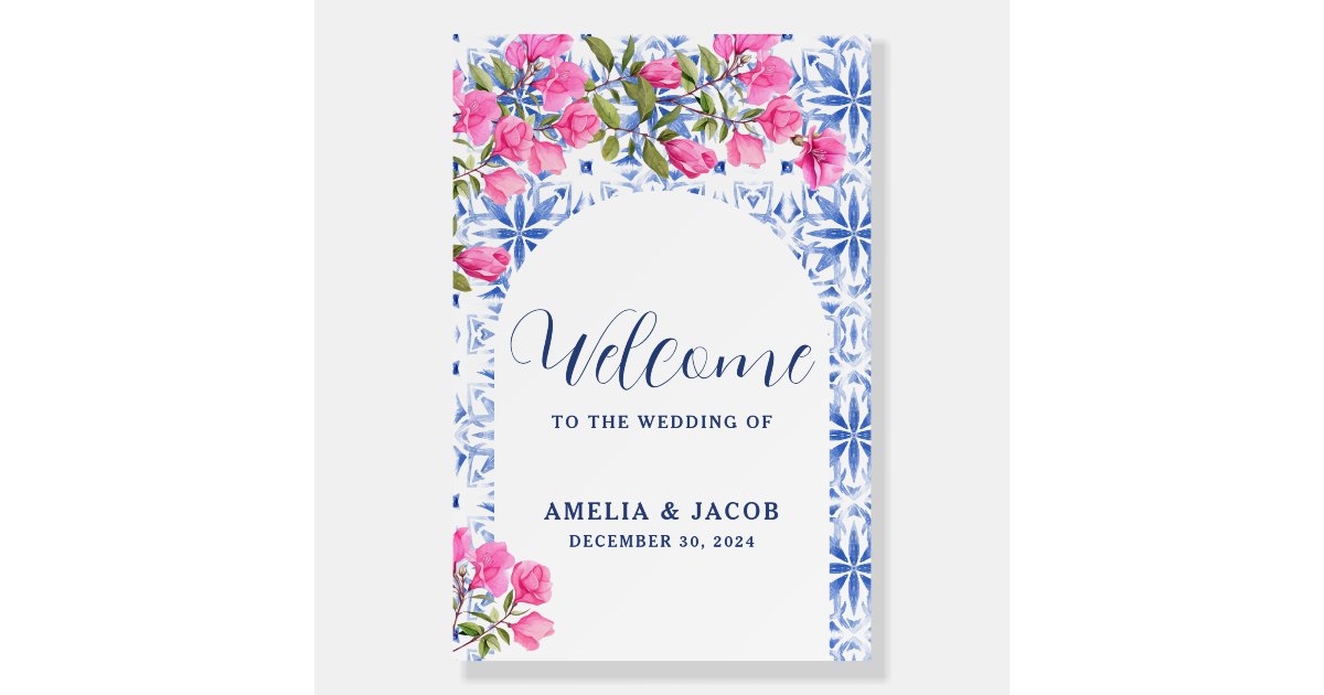 Santorini Greece Destination Wedding Welcome sign | Zazzle
