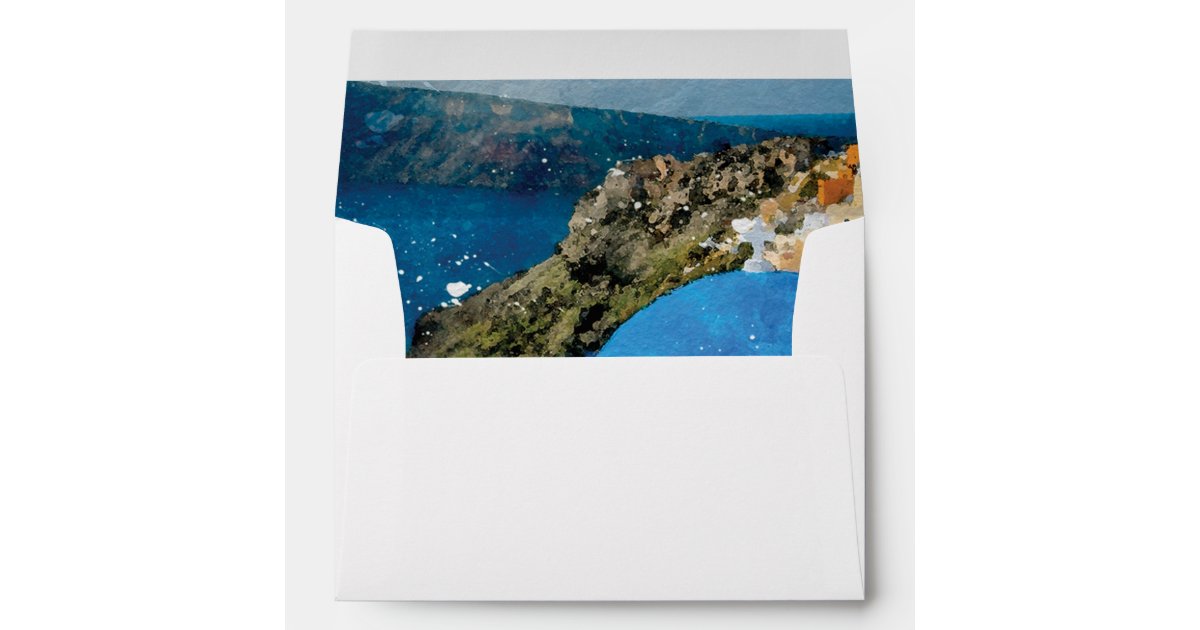 Santorini, Greece lined invitation envelopes | Zazzle