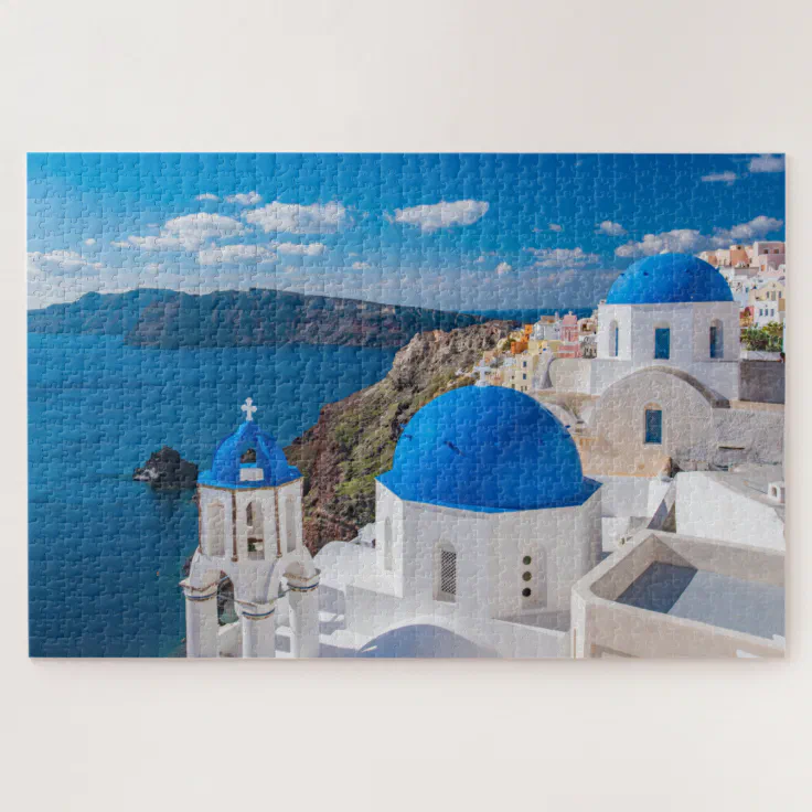 Santorini Greece Scenic Church Jigsaw Puzzle | Zazzle