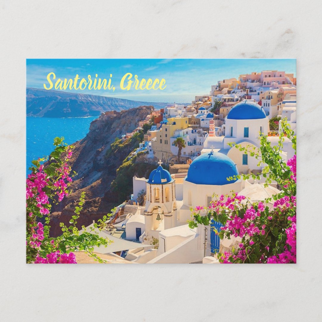 Santorini Greece stylized Postcard | Zazzle