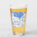Santorini Greece Watercolor Glass | Zazzle