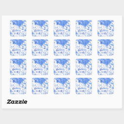 Santorini Greece Watercolor Square Sticker | Zazzle