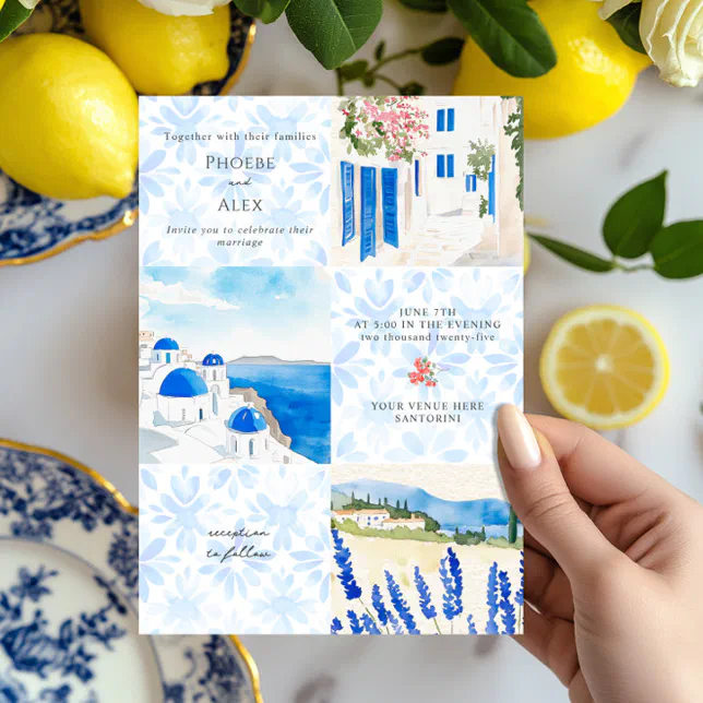 Santorini Greek Wedding Invitation | Zazzle