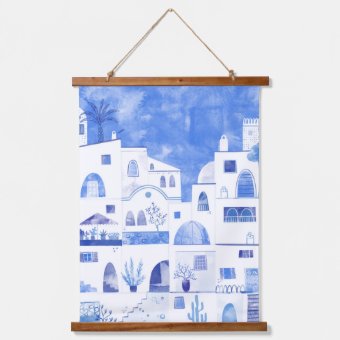 Santorini Hanging Tapestry | Zazzle