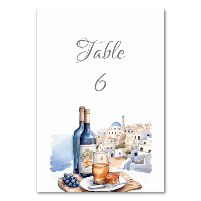 Santorini Skyline Table Number | Zazzle