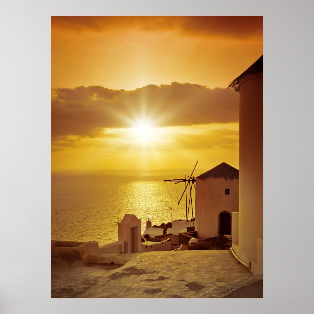 Santorini Sunset Poster | Zazzle