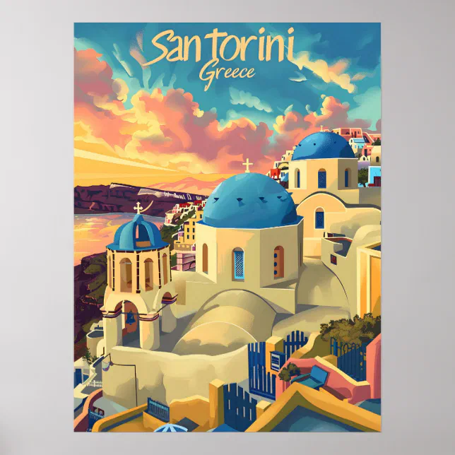 Santorini sunset poster | Zazzle