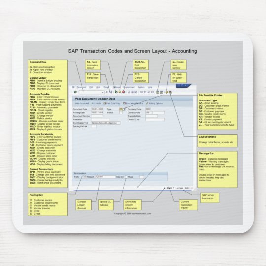 SAP Accounting Transaction Codes and Layout Mouse Pad | Zazzle.com