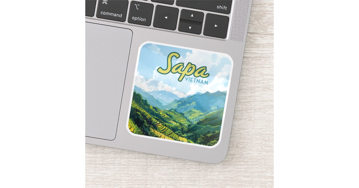 Sapa Vietnam Asia Rice Terraces Vintage Travel Sticker | Zazzle