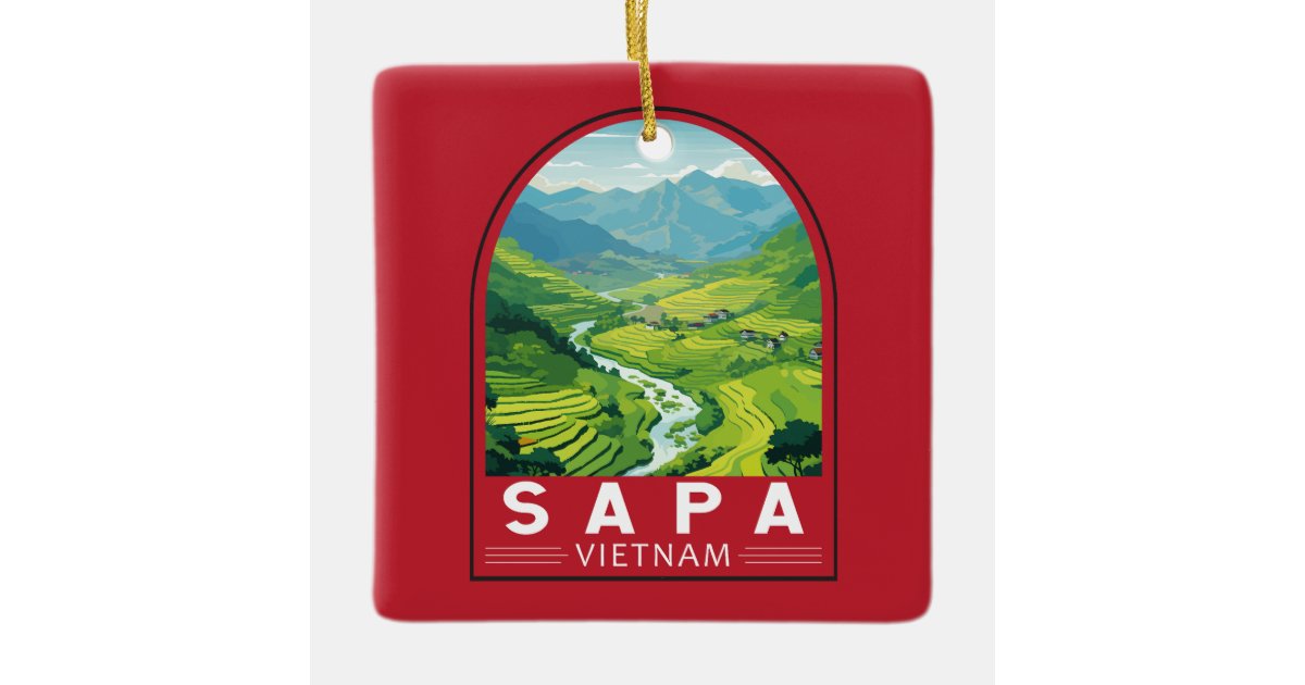 Sapa Vietnam Travel Art Vintage Ceramic Ornament | Zazzle