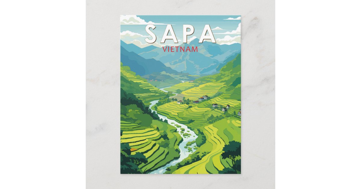 Sapa Vietnam Travel Art Vintage Postcard | Zazzle