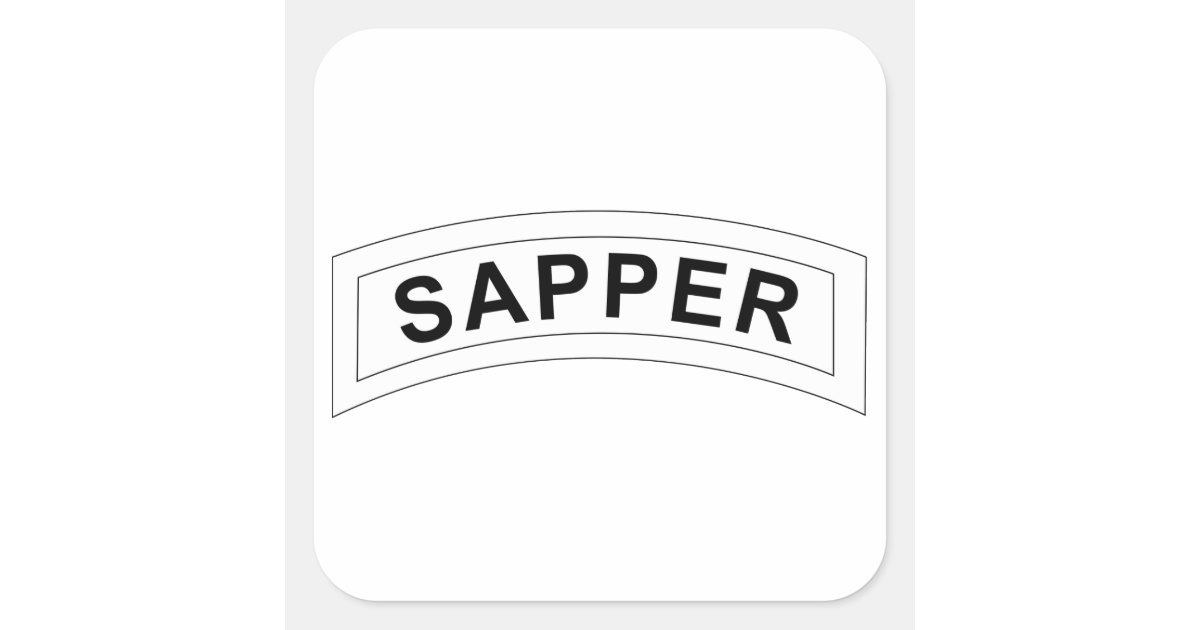 SAPPER Tab - Black & White Square Sticker | Zazzle