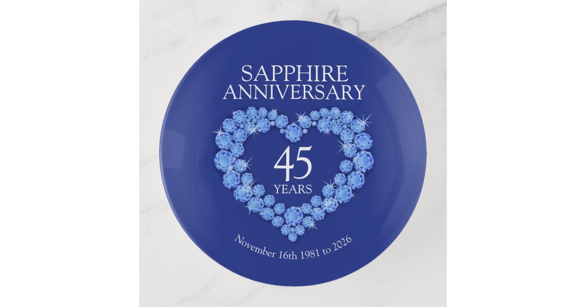 Sapphire 45th anniversary custom date gift trinket tray | Zazzle