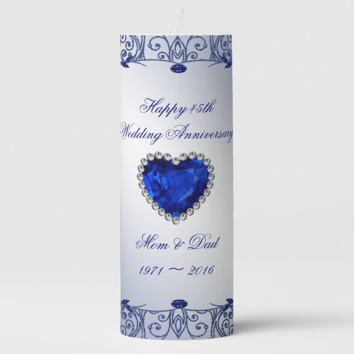Sapphire 45th Wedding Anniversary Pillar Candle | Zazzle.com