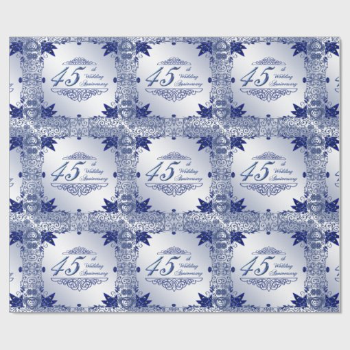Sapphire 45th Wedding Anniversary Wrapper Paper | Zazzle
