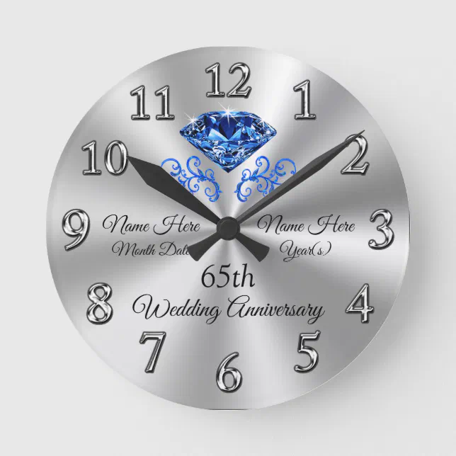 Sapphire 65th Wedding Anniversary Gift Ideas Clock | Zazzle