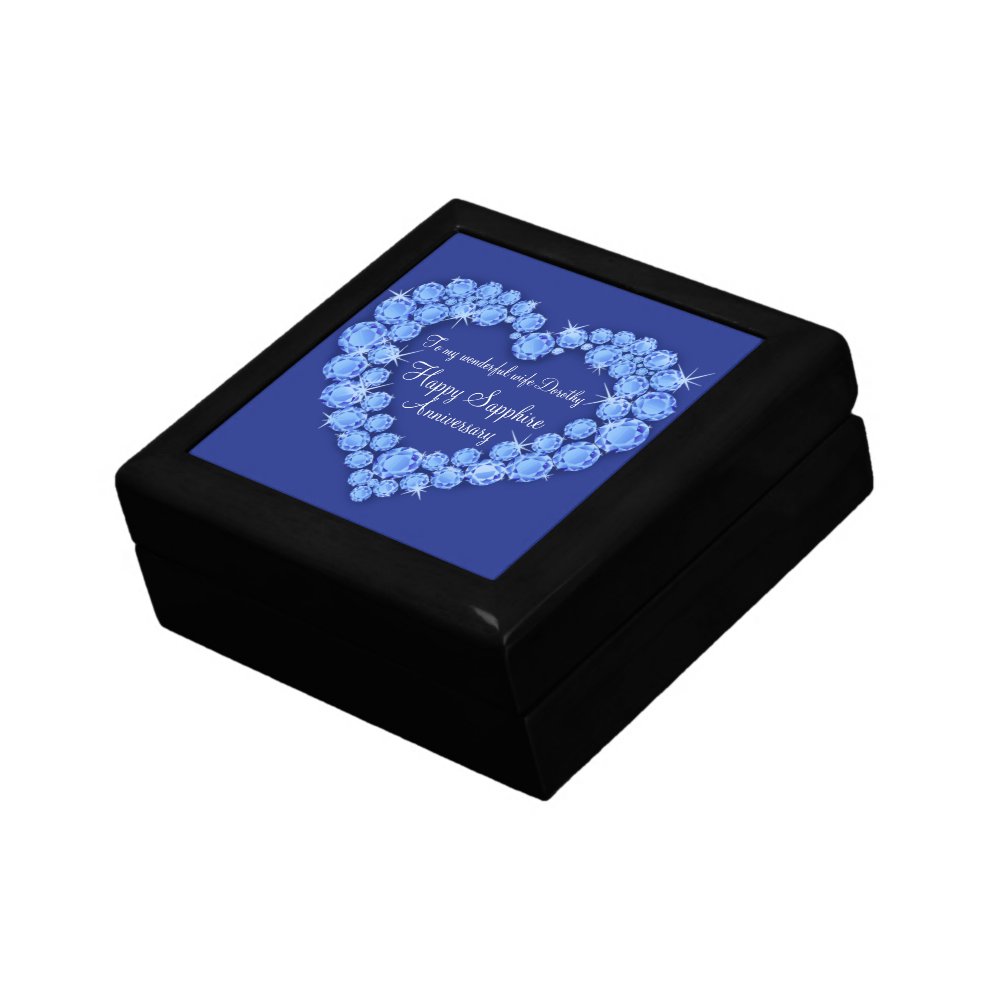 Sapphire Anniversary 45 Years Heart Wife Wooden Jewelry Keepsake Boxes ...