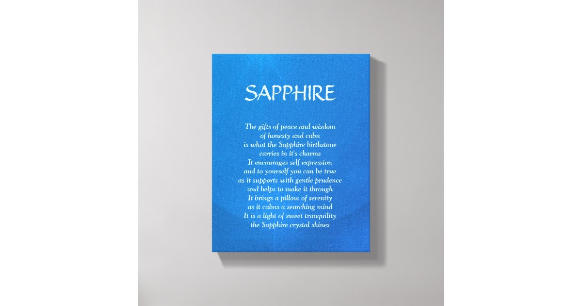 Sapphire birthstone - September poem art canvas | Zazzle