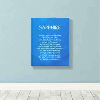Sapphire birthstone - September poem art canvas | Zazzle