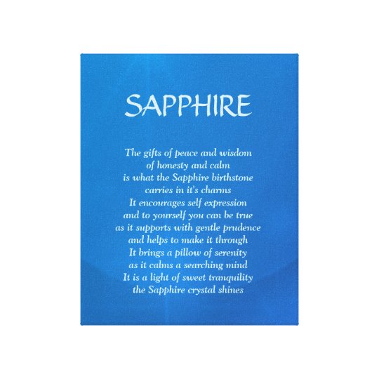 Sapphire birthstone - September poem art canvas | Zazzle.com