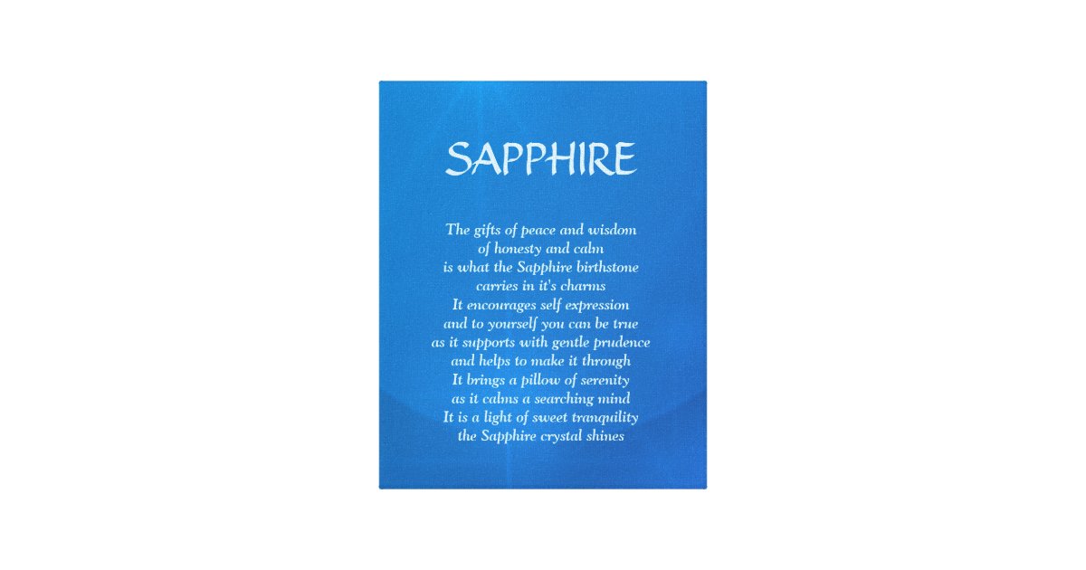 Sapphire birthstone - September poem art canvas | Zazzle