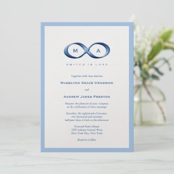 Sapphire Blue Infinity Hand Clasp Wedding Invite | Zazzle