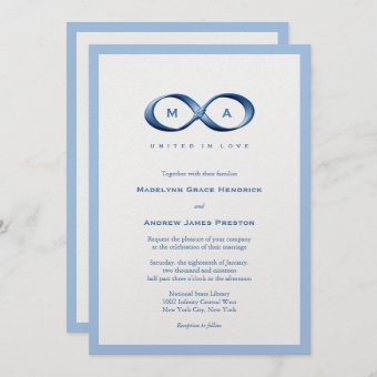 Sapphire Blue Infinity Hand Clasp Wedding Invite | Zazzle
