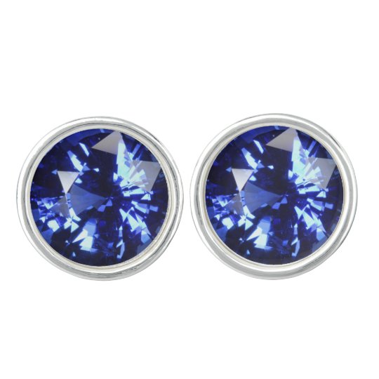 Sapphire Dark Blue Gemstone September Birthstone Cufflinks | Zazzle.com