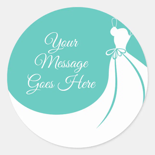 Sapphire Elegant Gown Bridal Shower Classic Round Sticker | Zazzle