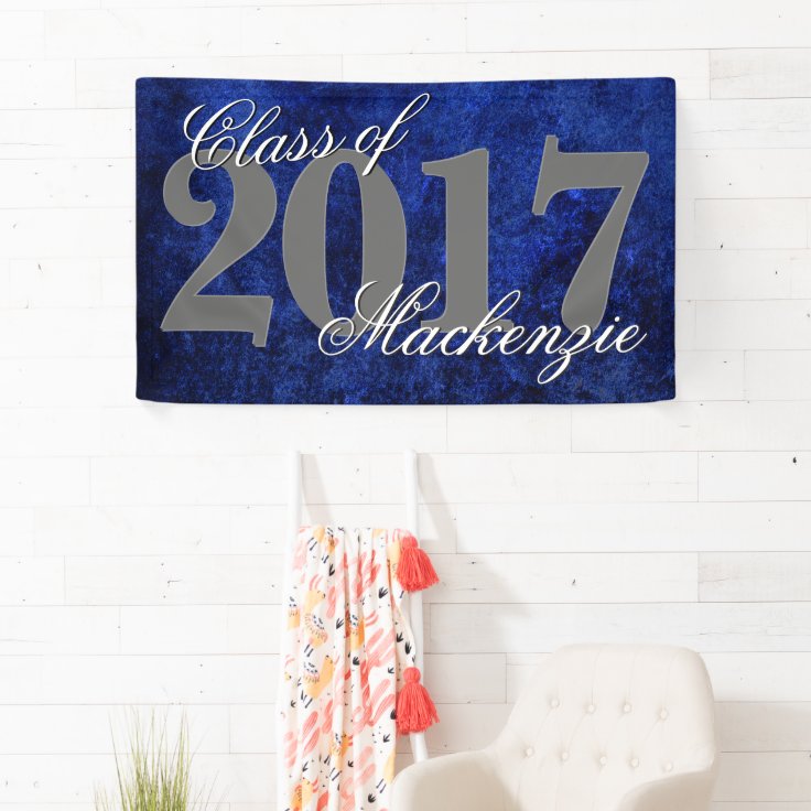 Sapphire Grad | Blue Royal Cobalt Azure Year Banner | Zazzle