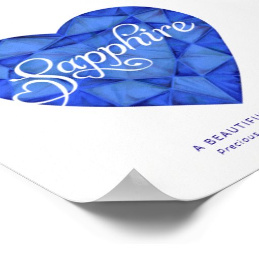 Sapphire name meaning watercolor heart blue gem poster | Zazzle