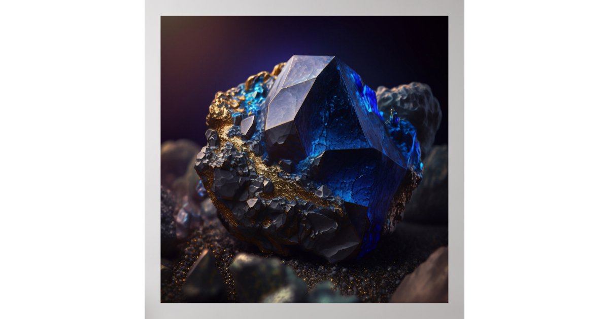 Sapphire Ore Macro Poster - Metamorphic Rock Print | Zazzle