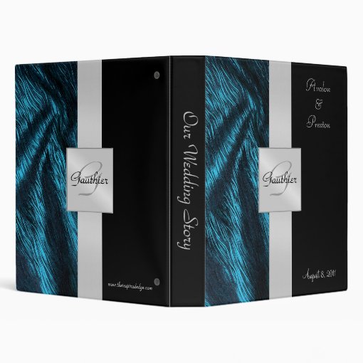 Sapphire Silk Silver Monogram Ribbon Binder | Zazzle