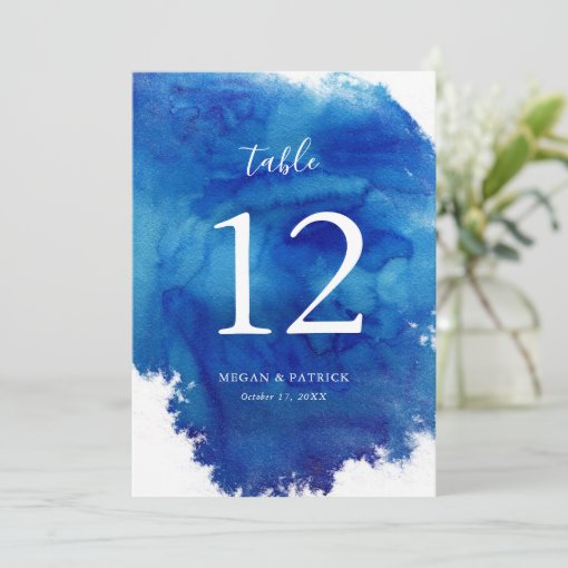 Sapphire Tide Wedding Table Numbers Guest Names | Zazzle