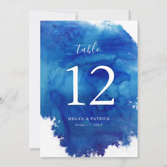 Sapphire Tide Wedding Table Numbers Guest Names | Zazzle
