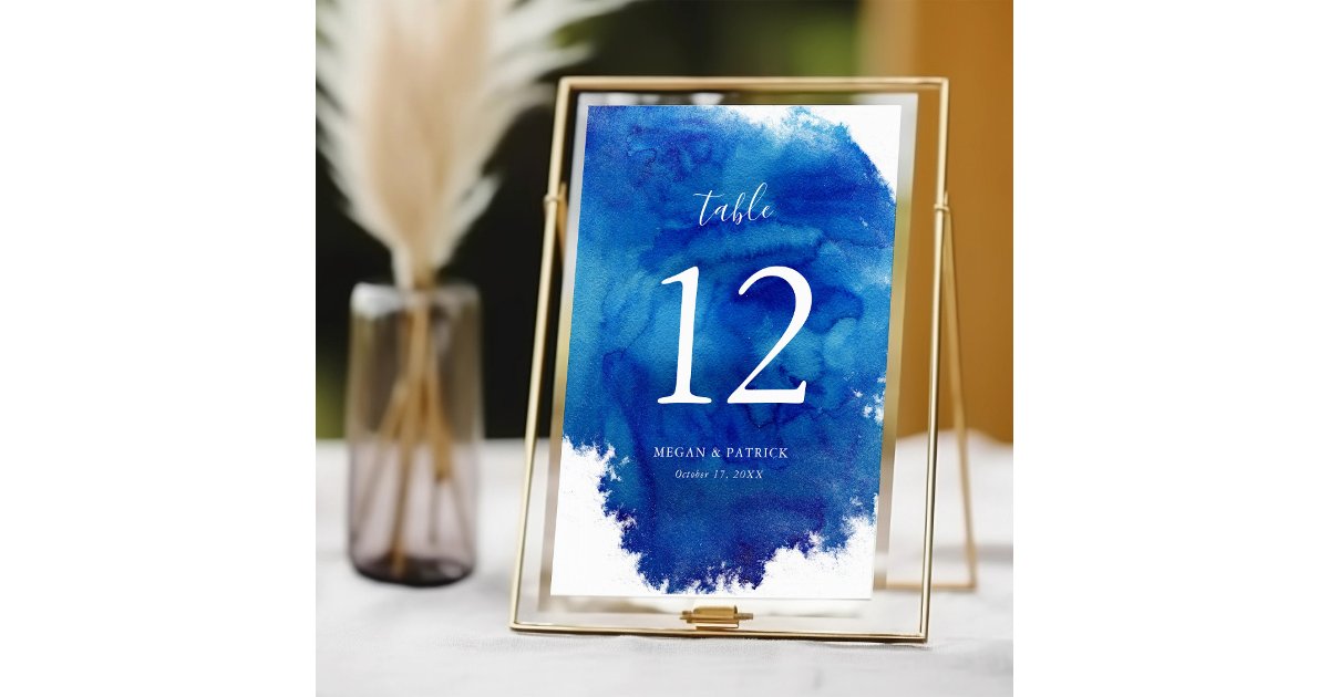 Sapphire Tide Wedding Table Numbers Guest Names | Zazzle