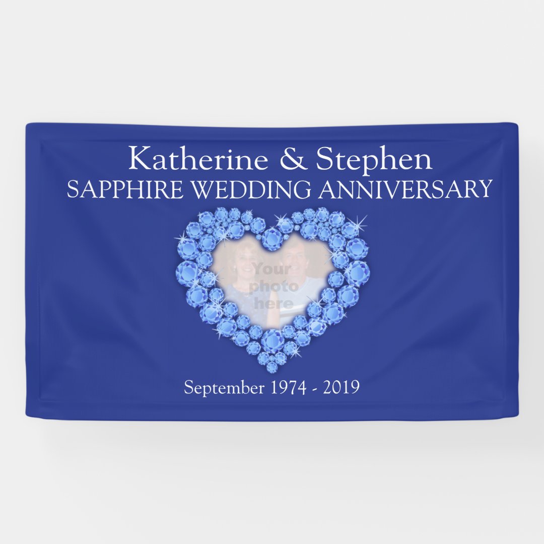 Sapphire Wedding anniversary blue banner | Zazzle