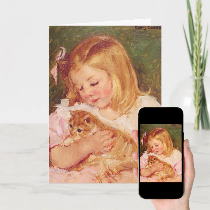 Sara Holding a Cat | Mary Cassatt Card | Zazzle